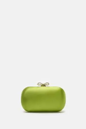 SELF-PORTRAIT Green Satin Clutch Bag - Multicolor