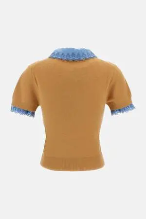 Rabanne Knitted T-shirt With Satin Collar