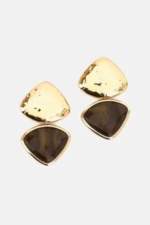 SELF-PORTRAIT Mottled Gold Brown Enamel Earring - Multicolor