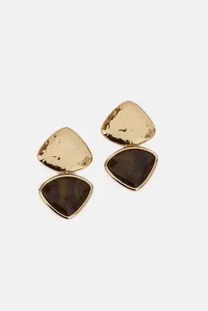 SELF-PORTRAIT Mottled Gold Brown Enamel Earring - Multicolor