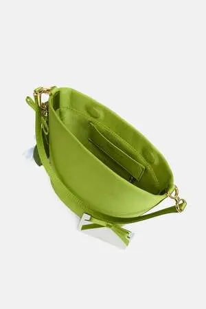 SELF-PORTRAIT Green Satin Bucket Bag - Multicolor