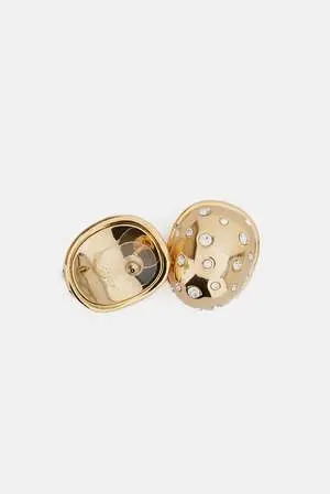 SELF-PORTRAIT Gold Curved Crystal Earring