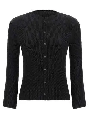 Issey Miyake Rhombus Pleats' Cardigan - Black
