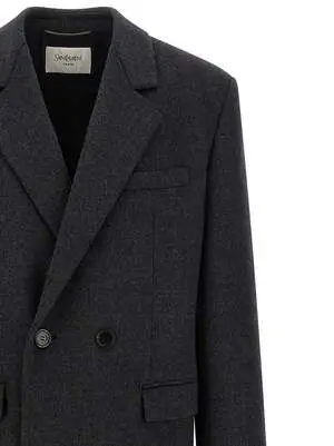Saint Laurent Double-face Combed Wool Coat