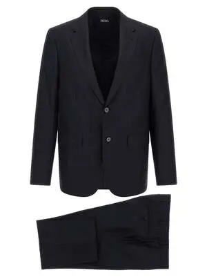Zegna Pinstriped Flannel Dress - Blue