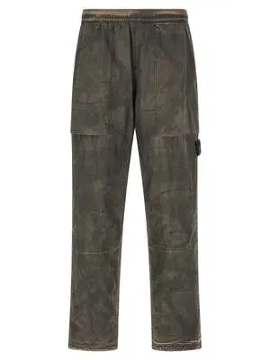 Stone Island Printed Pants With Logo Badge - Gray