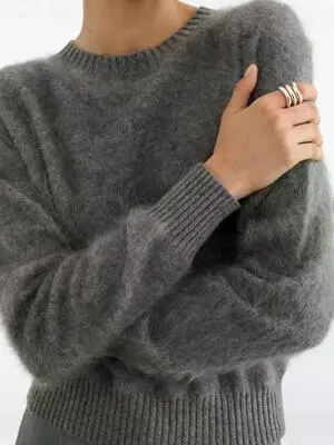TOCCIN Brushed-knit Ribbed-trim Sweater