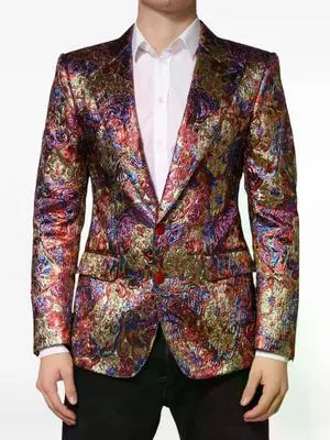 Dolce & Gabbana Jacquard Single-breasted Blazer - Gold