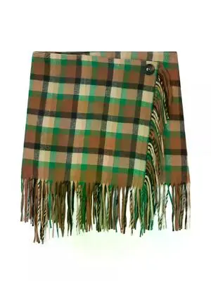Rodebjer The Aera Checked Fringed Skirt - Brown