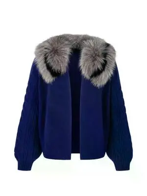 IZAAK AZANEI Cable-knit Fur-trim Jacket