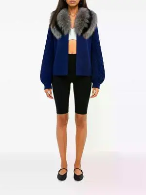 IZAAK AZANEI Cable-knit Fur-trim Jacket