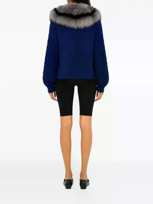 IZAAK AZANEI Cable-knit Fur-trim Jacket