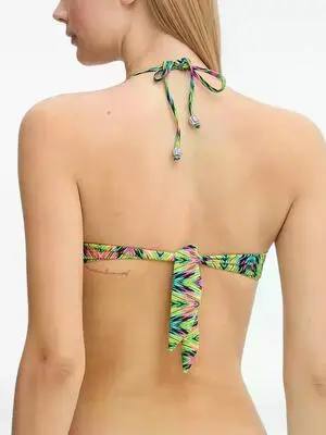 Chantelle Graphic-print Halterneck Bikini Top - Green