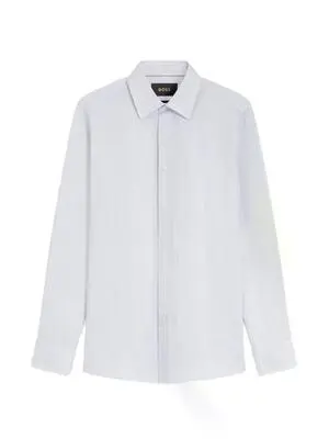 BOSS Slim-fit Shirt In Striped Italian-made Cotton - White