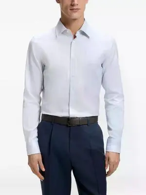 BOSS Slim-fit Shirt In Striped Italian-made Cotton