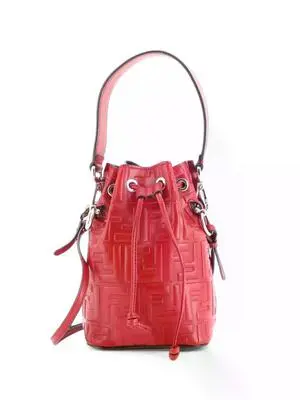 Fendi Mon Tresor Zucca Embossed Leather Mini Bucket Bag - Red