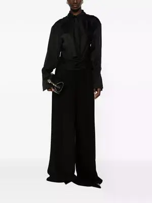 Andamane Draped Long-sleeve Blouse