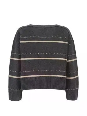 PENNYBLACK Striped Boat-neck Sweater - Grey