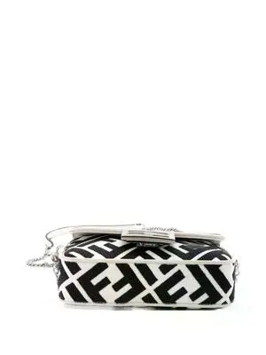 Fendi Baguette Nm Bag Zucca Jacquard Denim Mini Shoulder Bag - White