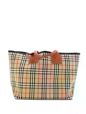 Burberry London Vintage Check Canvas Large Tote Bag - Brown