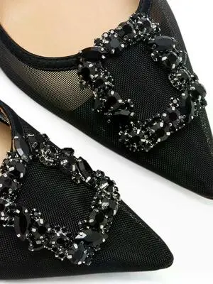 Badgley Mischka Yuta Crystal-embellished Mesh Pumps