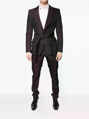 Dolce & Gabbana Satin-trimmed Belted Suit - Red