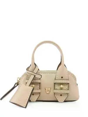 Pinko Logo-plaque Leather Mini Bag - Neutrals