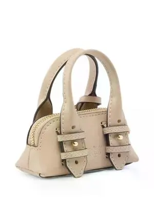 Pinko Logo-plaque Leather Mini Bag - Neutrals