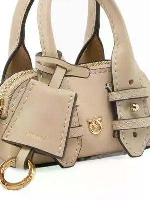 Pinko Logo-plaque Leather Mini Bag - Neutrals
