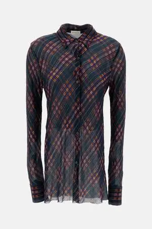 Dries Van Noten Calima Plaid Shirt With Metallic Yarns - Multicolor