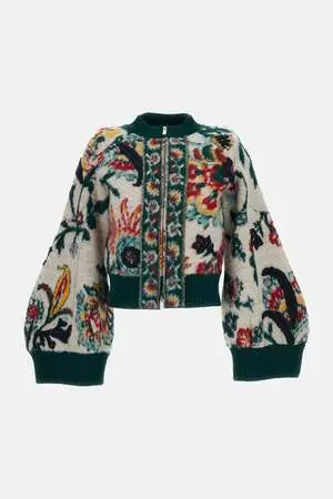 Sacai Floral Jacquard Knit Blouson - Multicolor