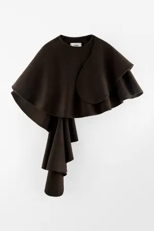 Arakii Ruffled Wool Scarf - Dark Brown
