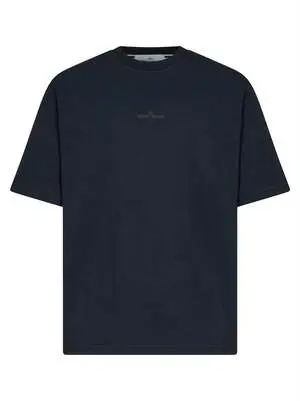 Stone Island Blue Organic Cotton Jersey Printed T-shirt - Multicolor