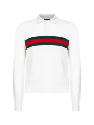 Gucci White Web Striped Polo - Multicolor