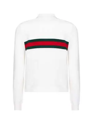Gucci White Web Striped Polo