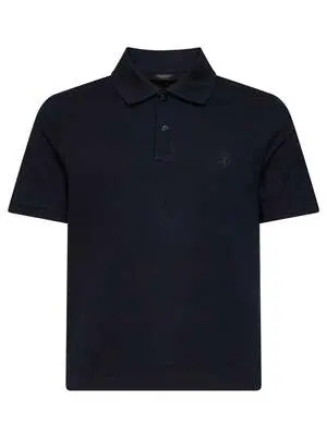 Gucci Blue Cotton Pique Embroidered Polo Shirt