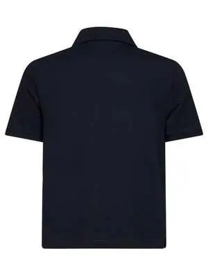 Gucci Blue Cotton Pique Embroidered Polo Shirt