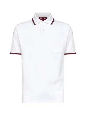 Gucci White Stretch Cotton Piqué Embroidered Polo Shirt - Multicolor