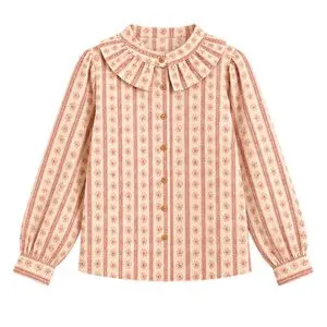 LATELIER LONDON Cream & Rust Floral Stripe Blouse