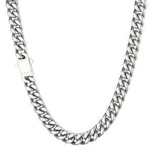 HARFI Cuban Curb Chain Necklace For - Silver