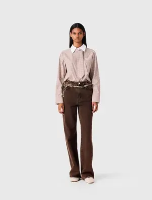 Maje Bootcut Jeans With Chain - Brown