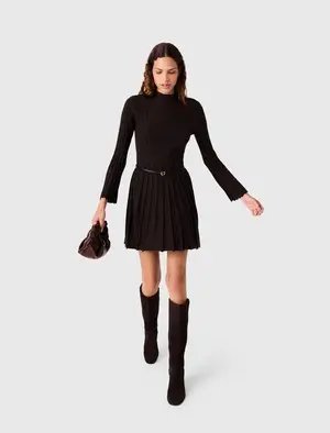 Maje High-neck Short Skater Dress