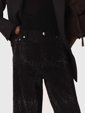 Maje Wide-leg Rhinestone Jeans