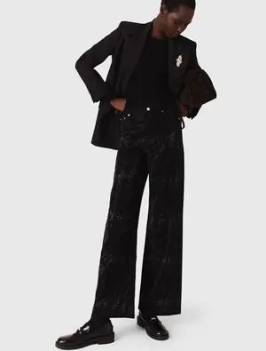 Maje Wide-leg Rhinestone Jeans