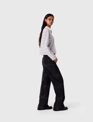 Maje Wide-leg Rhinestone Jeans