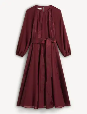 HOBBS LONDON Loren Jacquard Long Sleeve Midi Dress