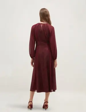 HOBBS LONDON Loren Jacquard Long Sleeve Midi Dress