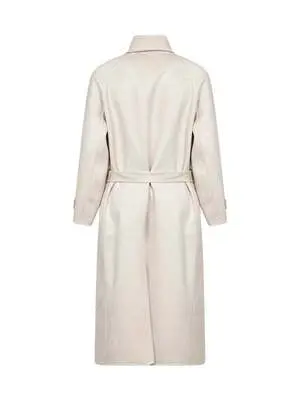 Brunello Cucinelli Ivory Double-breasted Cashmere Coat