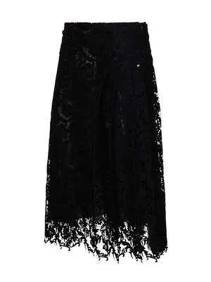 Fendi Black Lace Midi Skirt