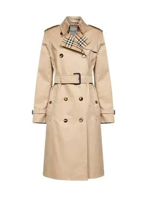 Burberry Honey Beige Gabardine Long Lakefield Trench Coat - Multicolor